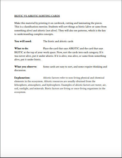 Montessori Biotic Vs Abiotic Cards - Etsy