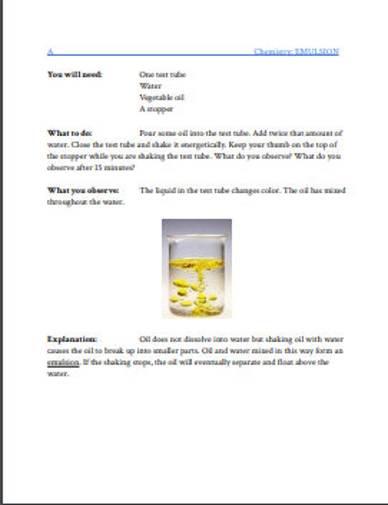 Montessori Chemistry Experiment Cards - Etsy