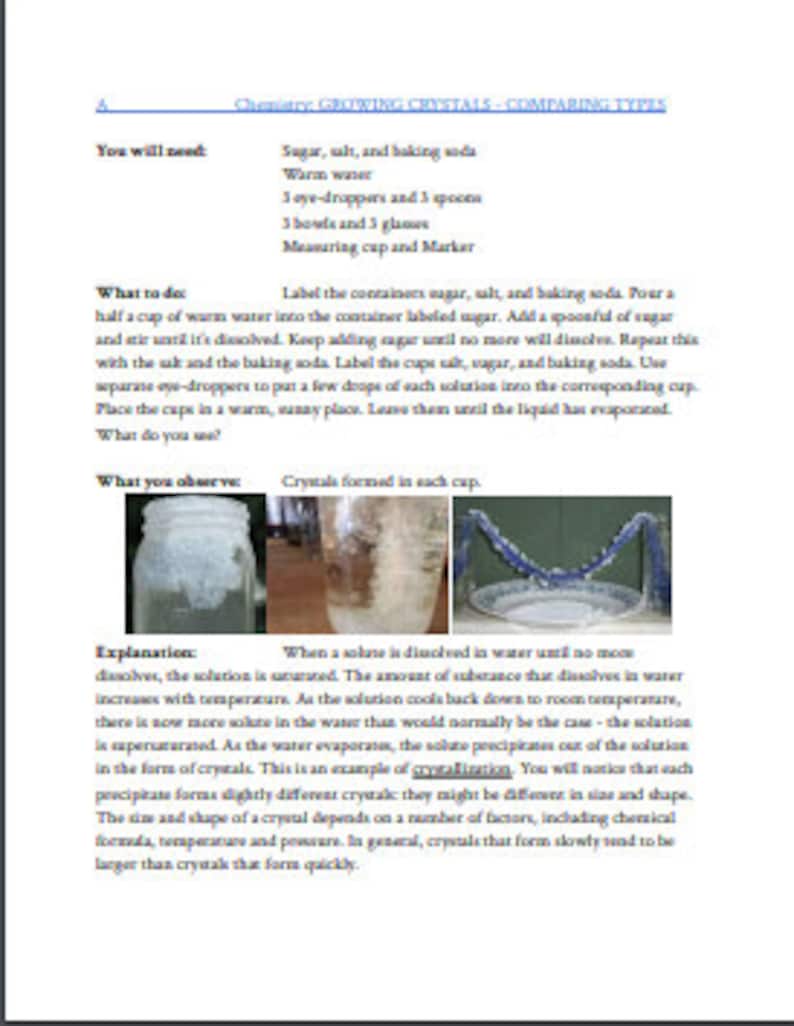 Montessori Chemistry Experiment Cards - Etsy