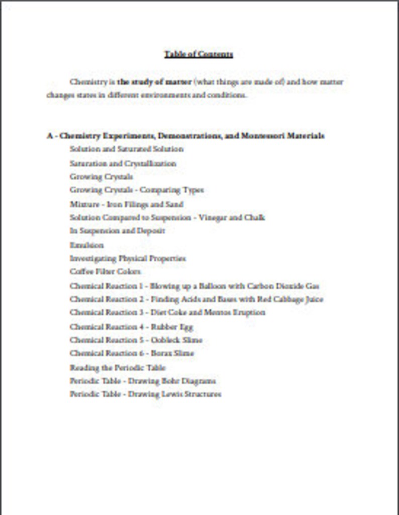 Montessori Chemistry Experiment Cards - Etsy