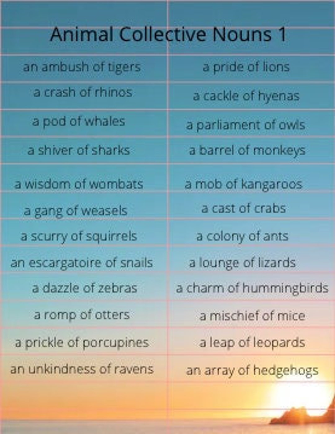 Montessori Animal Collective Nouns - Etsy