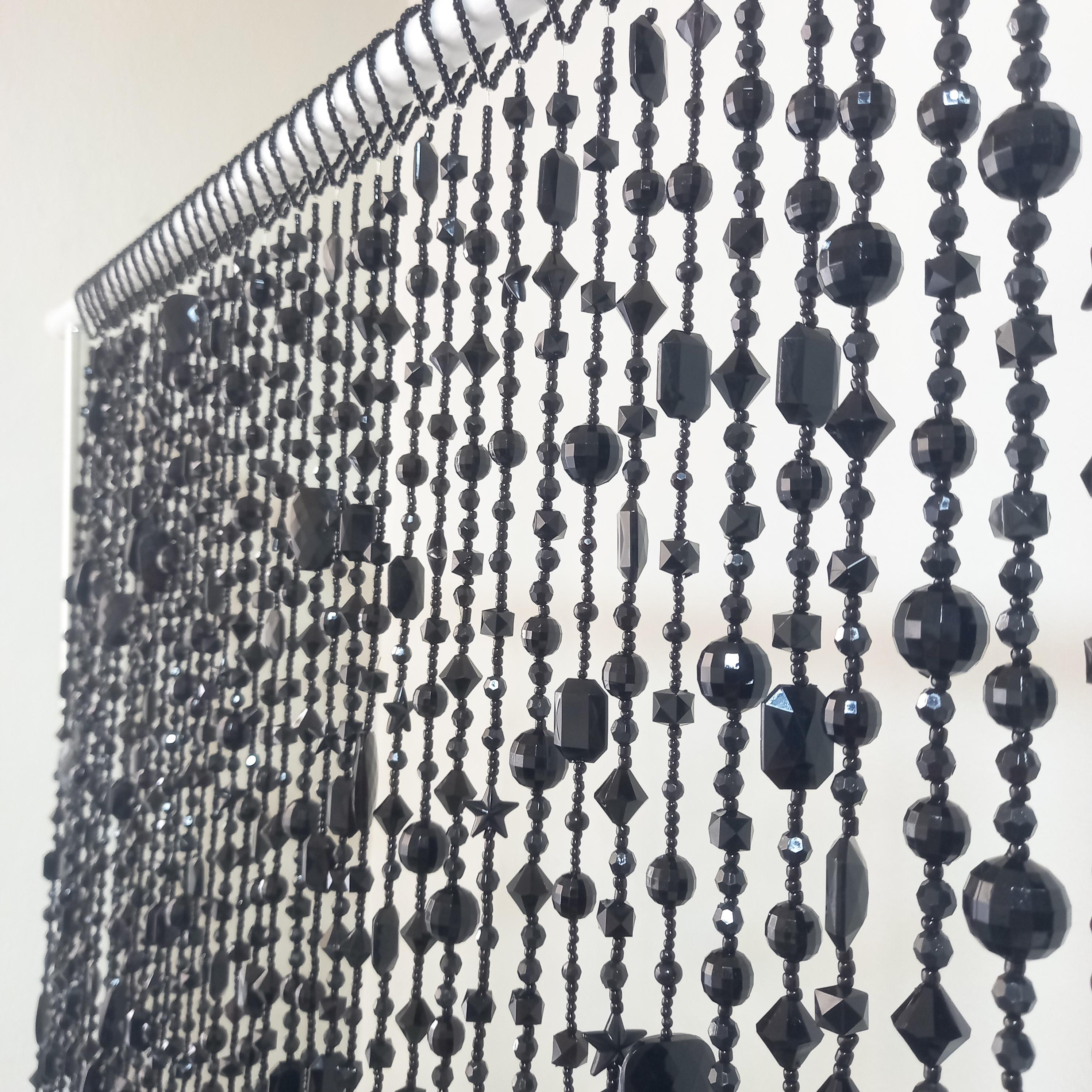 Black Bead Long Curtains Window, Beaded Curtain Doorway, Beaded Curtain ...