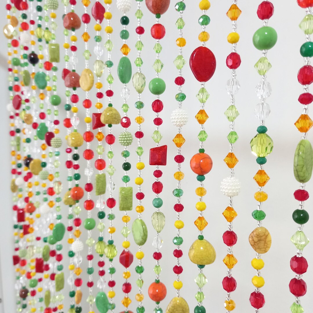 Fall Colored Long Curtains Window, Beaded Curtain Doorway, Beaded ...