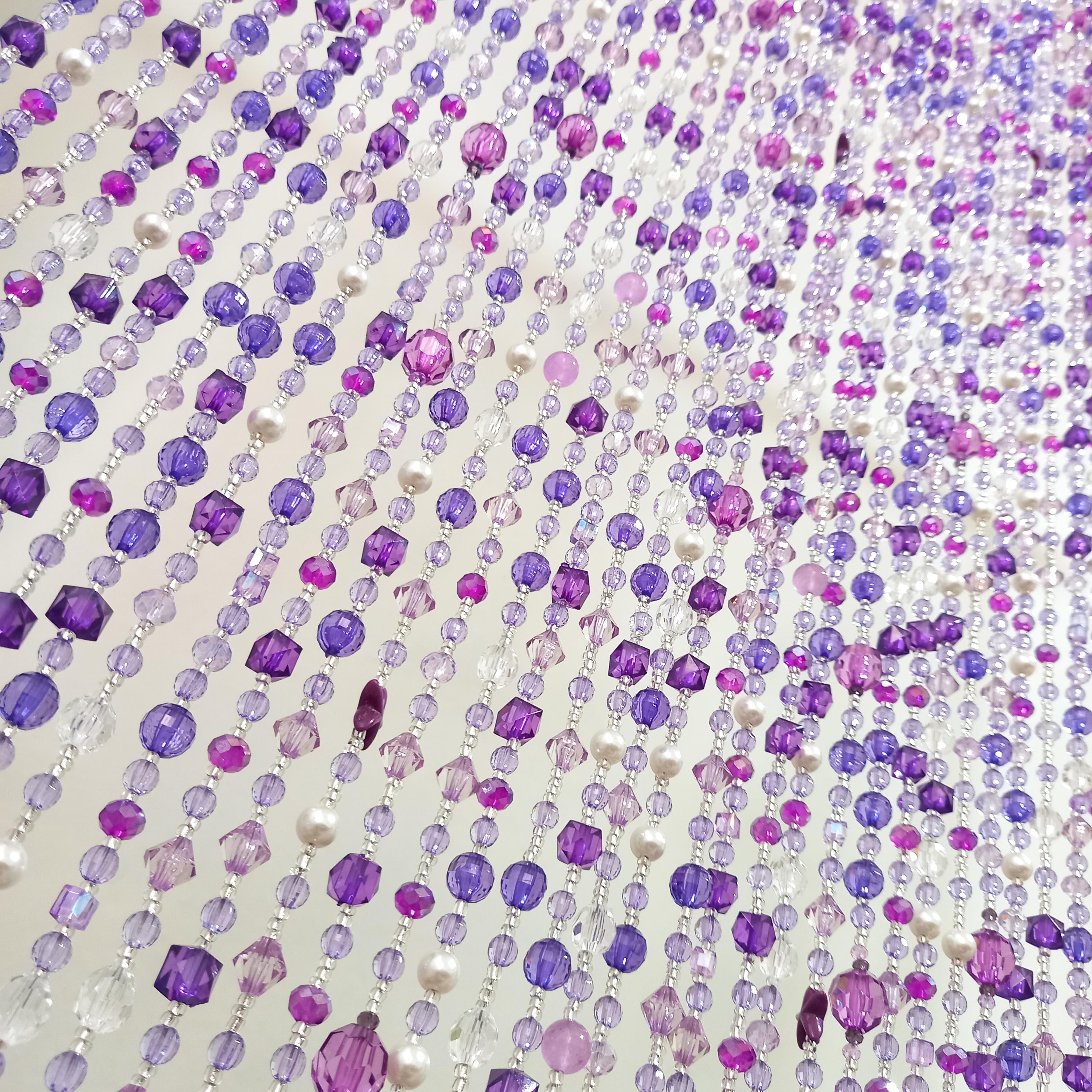 Purple Beaded Long Curtains Window, Beaded Curtain Doorway, Beaded ...