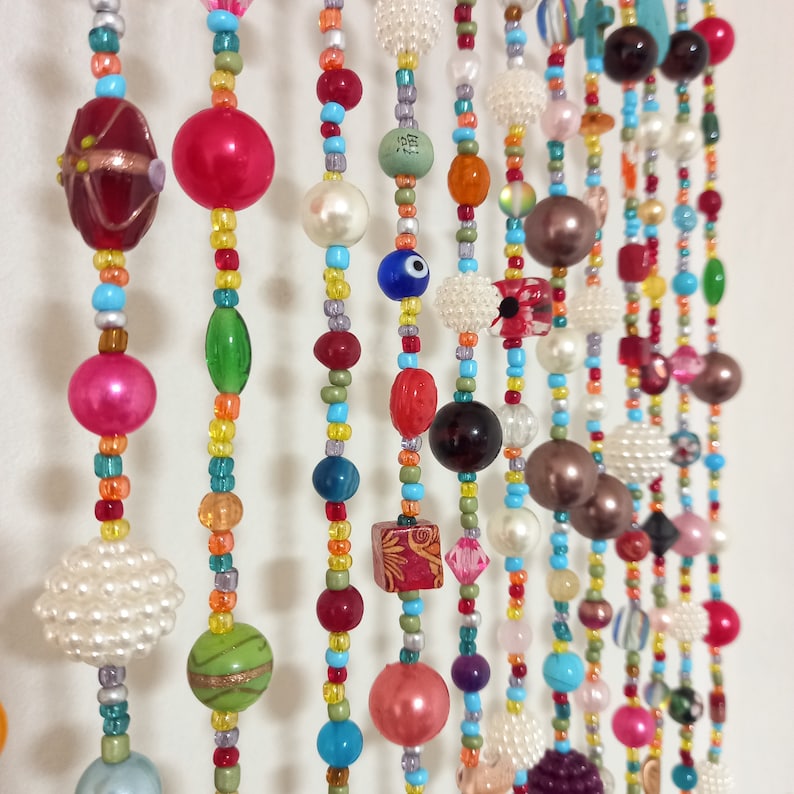 Bohemian Style Beaded Curtains, Hippie Decor, Window Curtains, Hippie Room Decor, Beaded Curtain ...