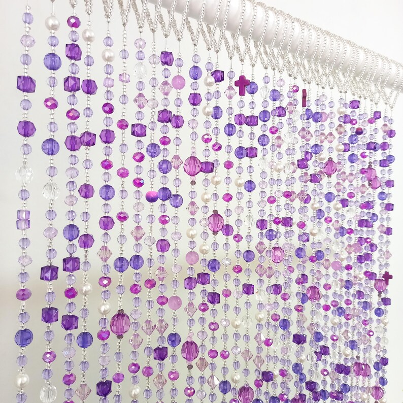Purple Beaded Long Curtains Window, Beaded Curtain Doorway, Beaded ...