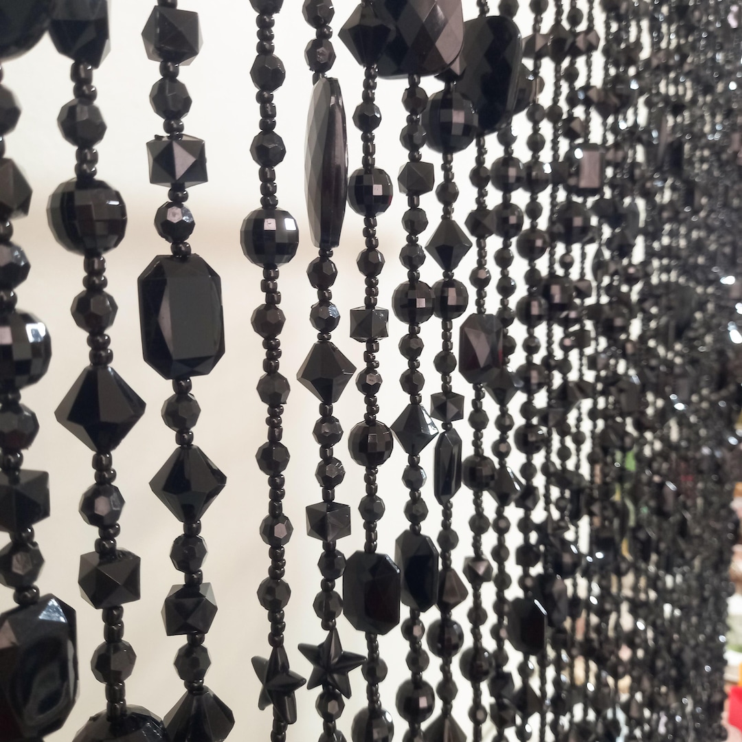Black Bead Long Curtains Window, Beaded Curtain Doorway, Beaded Curtain ...
