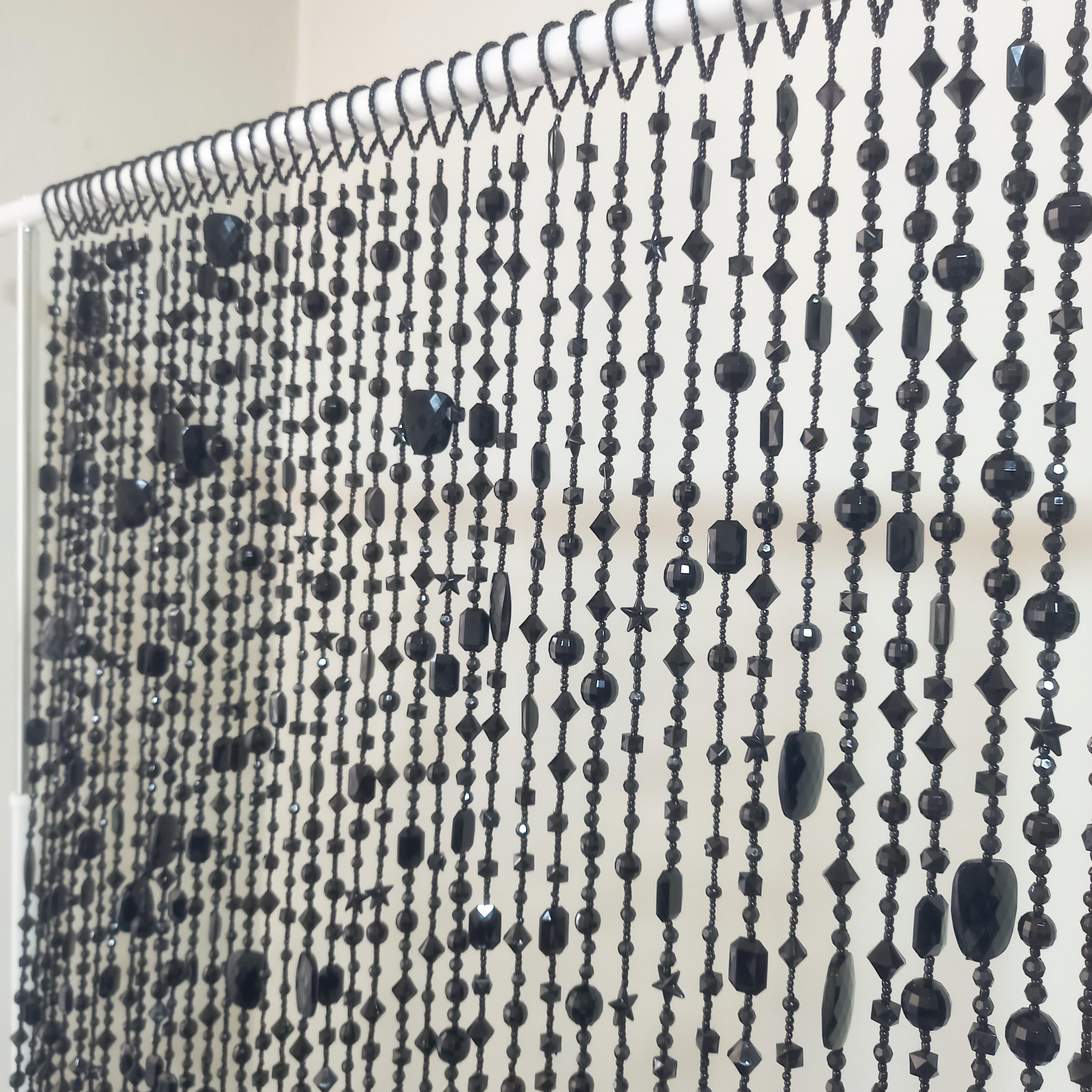 Black Bead Long Curtains Window, Beaded Curtain Doorway, Beaded Curtain ...