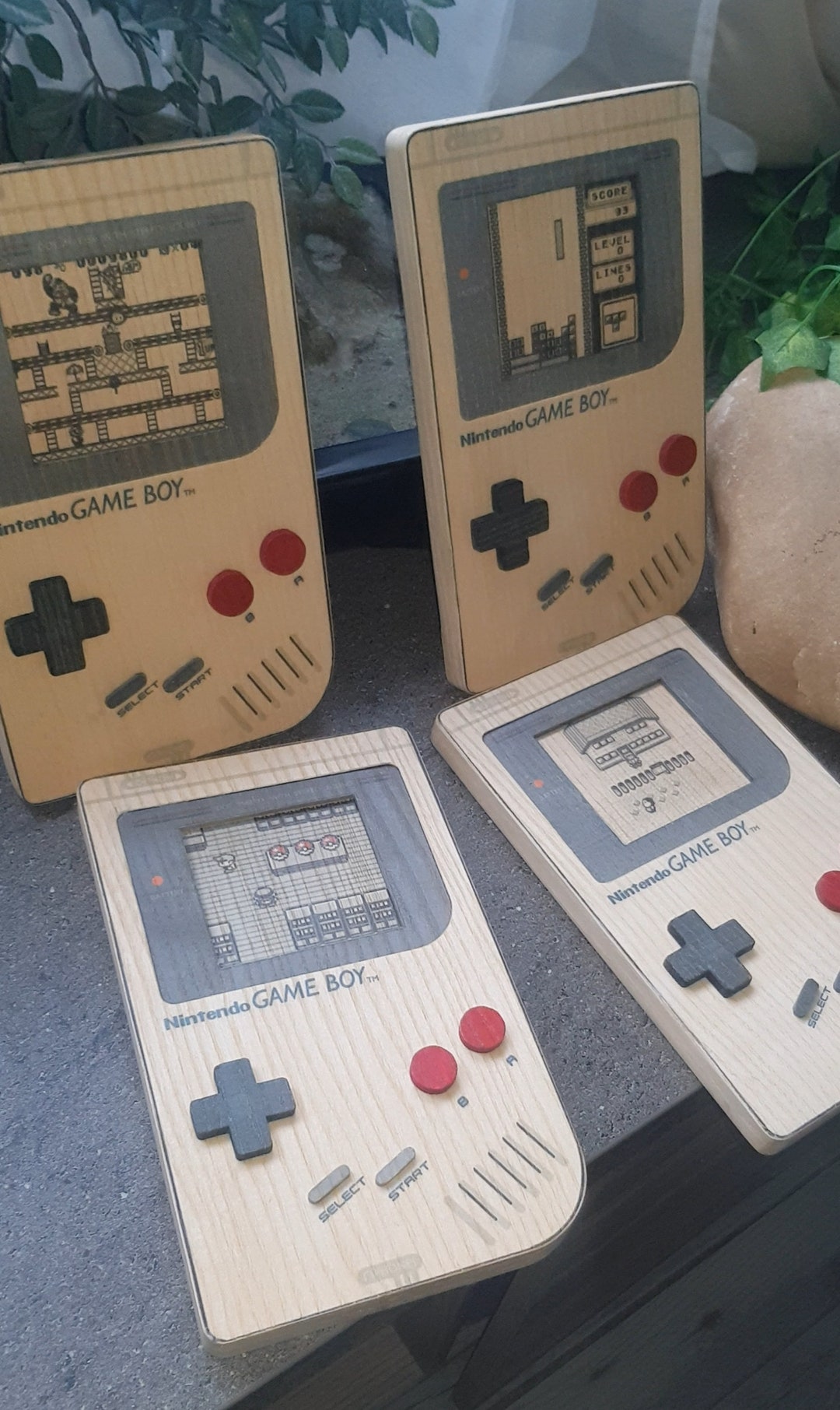 Wooden Game Boy Gaming Decoration Changeable Background Retro Wooden ...