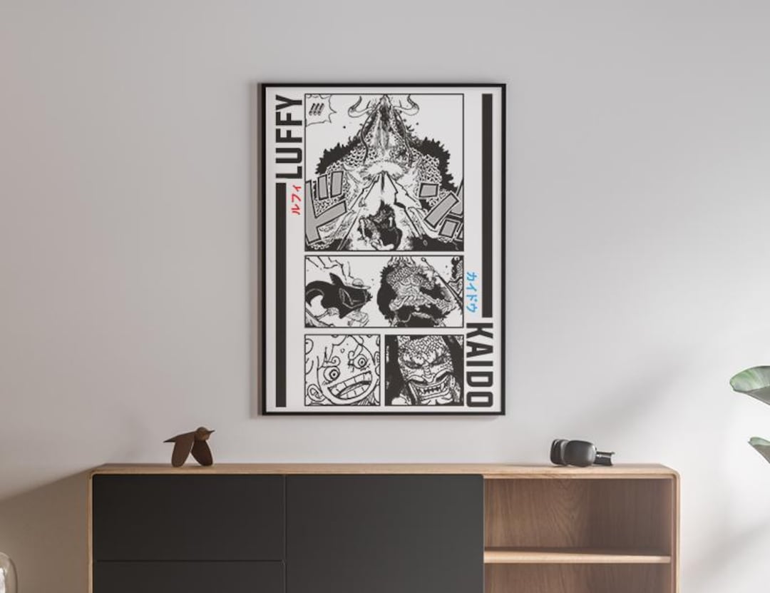 One Piece Luffy Vs Kaido Poster Anime Manga Wall Print High Quality ...