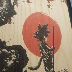 GOKU Dragon Ball Z Frame Print on Wood Wall Decoration Handmade Manga ...