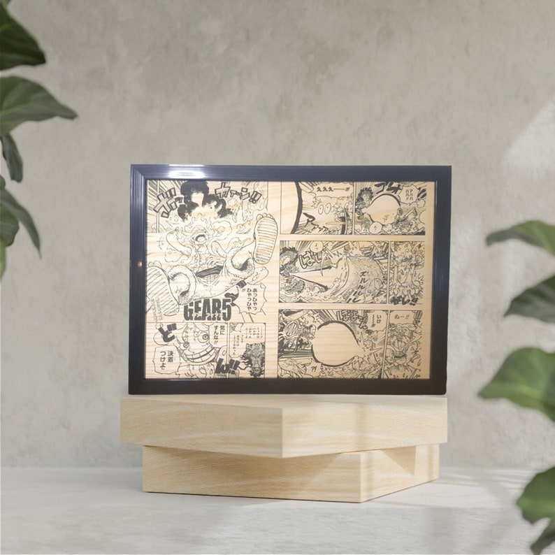 Original One Piece Board on Wood Luffy Gear 5 Manga Wall Decoration ...