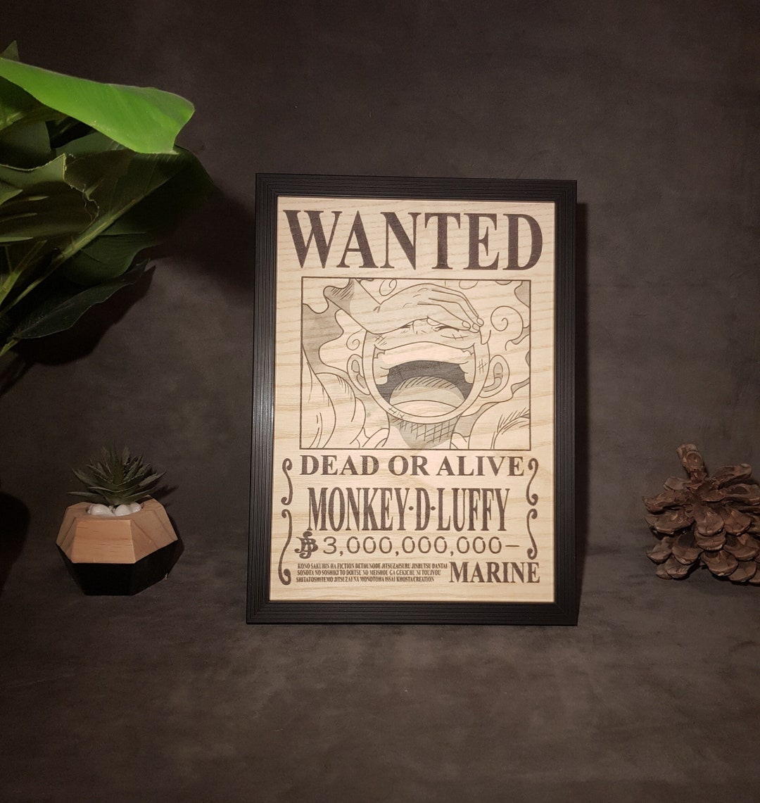 Cadre LUFFY gear 5 wanted One piece Impression sur Bois Décoration ...