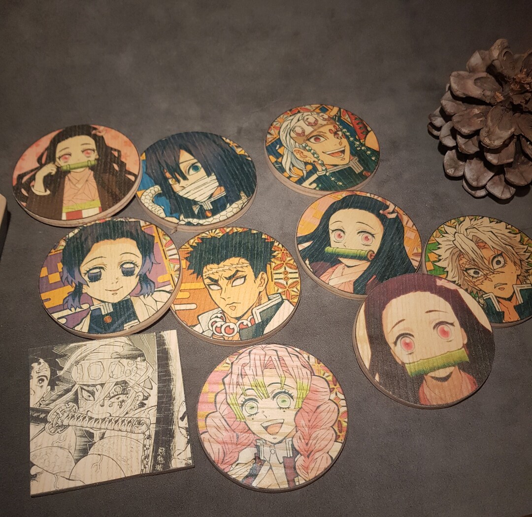 Set of 10 Manga Demon Slayer Wooden Coasters Wall Decoration Fridge ...