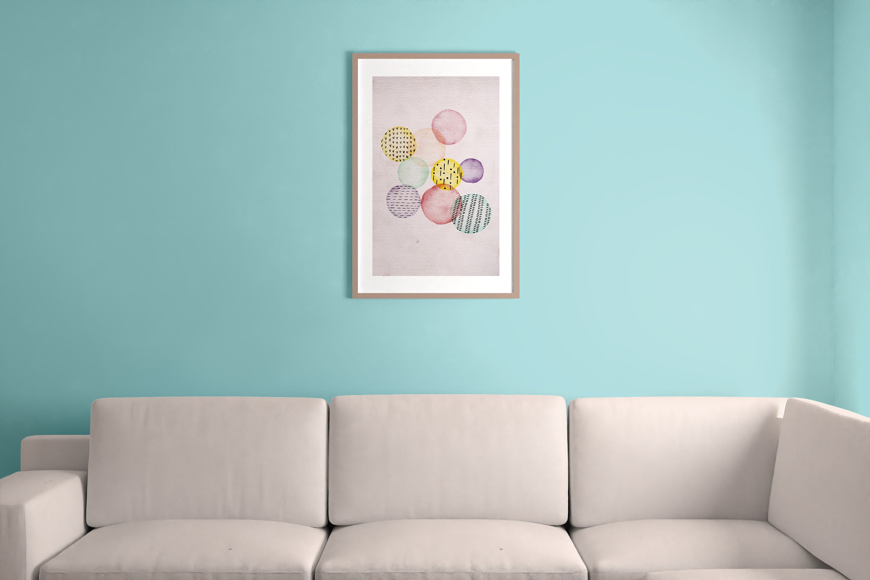 Printable Watercolor Bubble Art, Boho Doodling, Neutral Digital ...