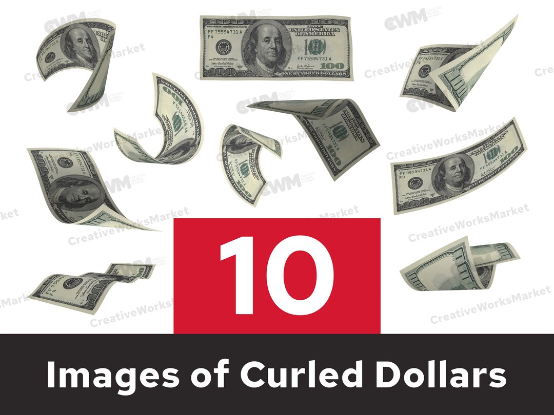 Flying Dollar Images| Curled Dollar Images | Curled Cash Banknotes Set ...