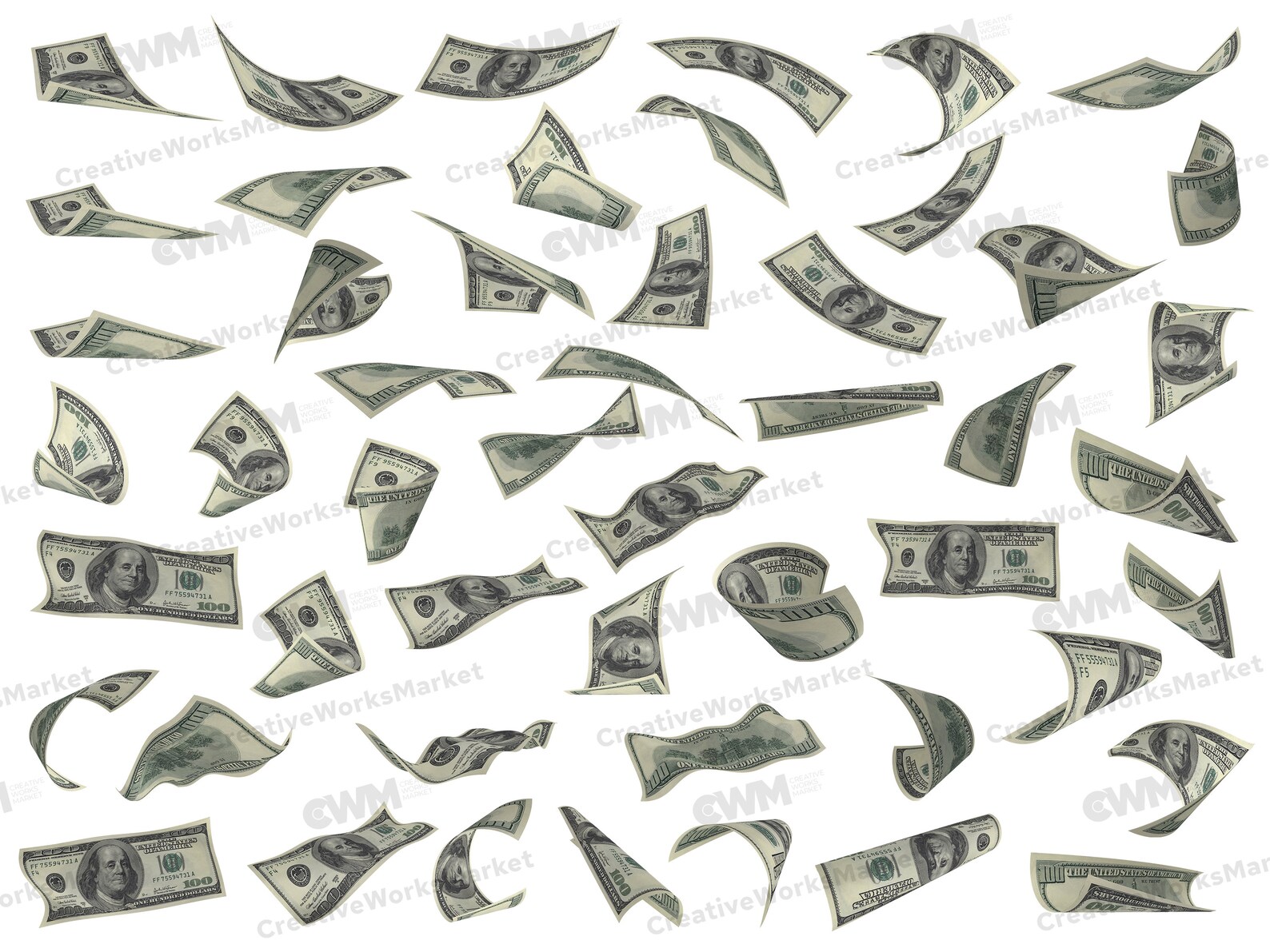 Flying 100 Dollar Bills Hundred Dollar Bills Digital Paper Download ...