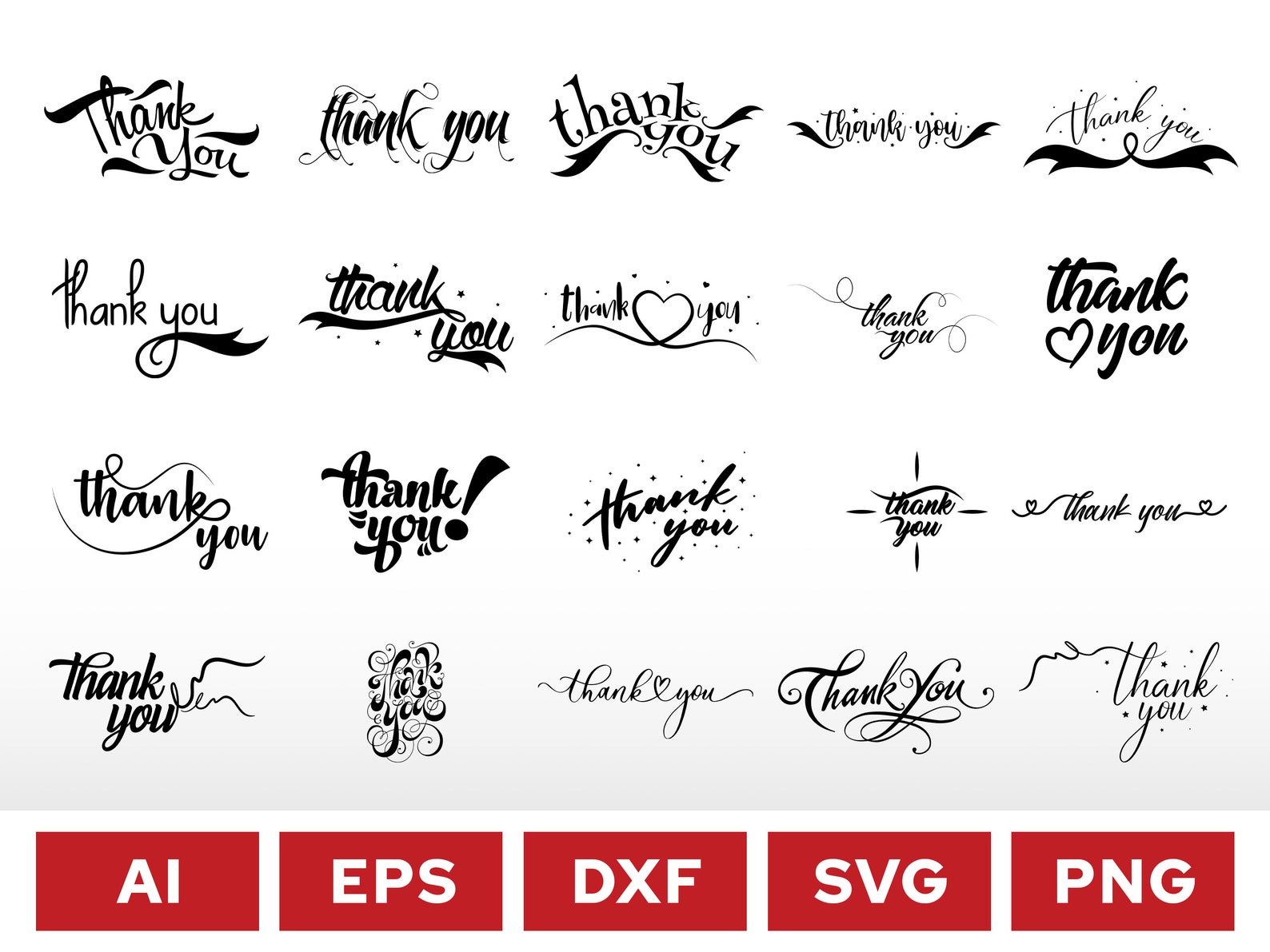 20 Thank You SVG Thank You Cut Files for Cricut Silhouette Files Thank ...