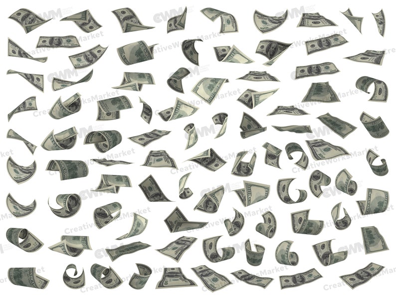 Raining Money Overlay PNG Digital Download File Quality 100 Dollar Bill ...