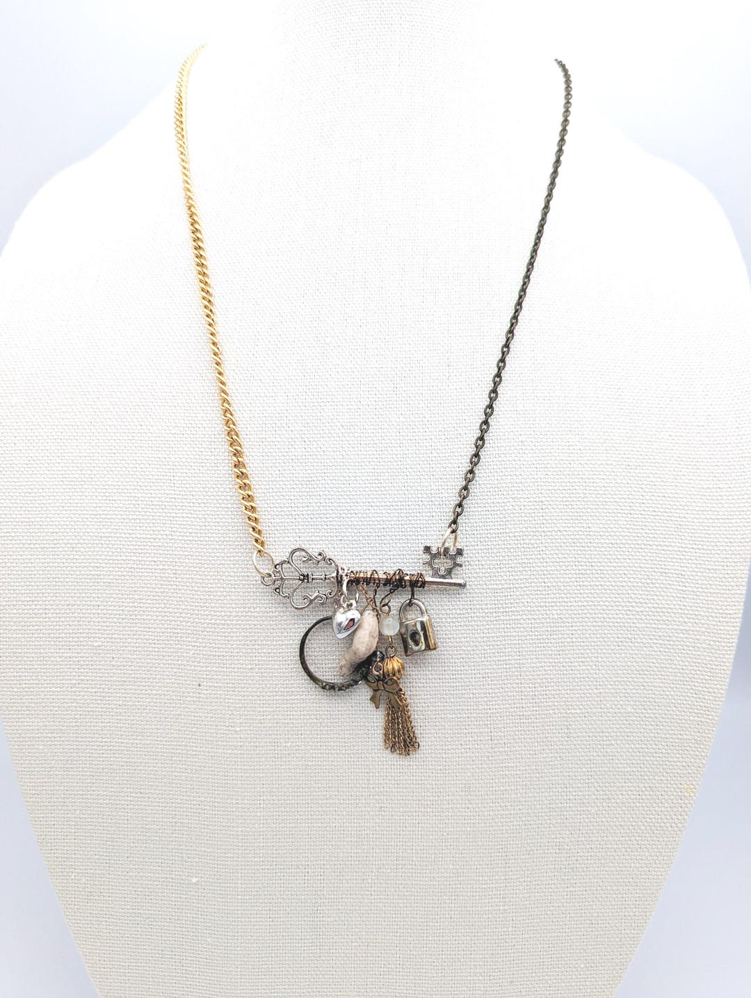 Upcycled Vintage Assemblage Skeleton Key Necklace, Creepy Doll Leg ...