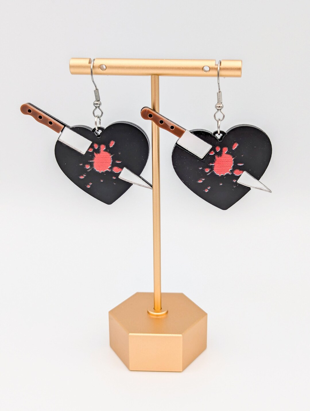 Creepy Knife Stabbing Heart Dangle Earrings: Spooky Goth Jewelry - Etsy