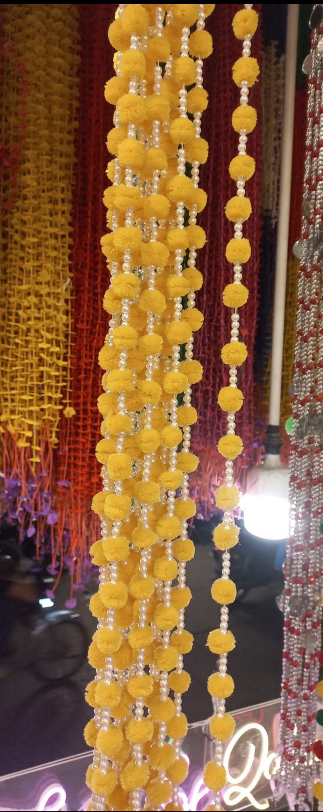 Wedding Lari/ball Garlands With Beads, Mehndi Backdrop, Party Décor, - Etsy