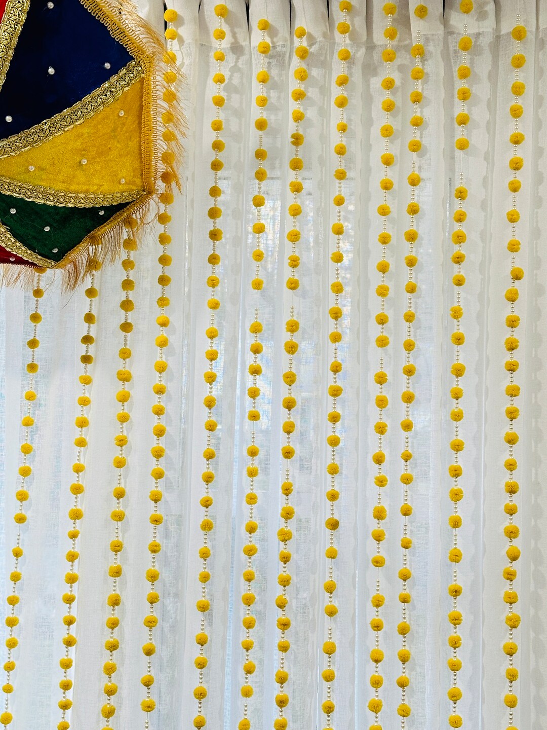 Wedding Lari/ball Garlands With Beads, Mehndi Backdrop, Party Décor, - Etsy