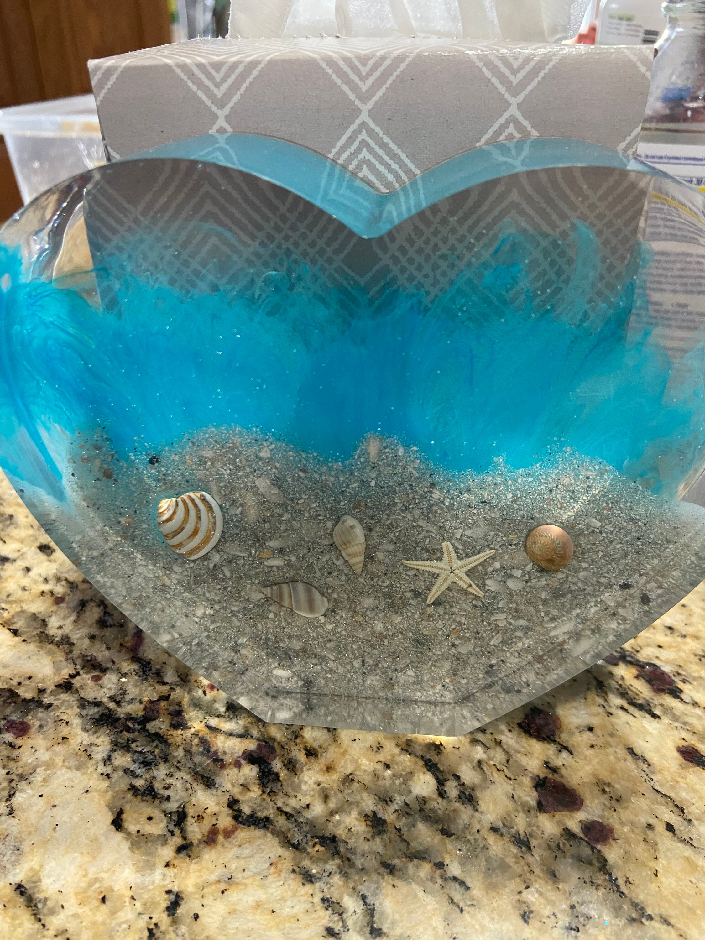Heart Pet Memorial With Ashes Ocean Look Resin Memorial - Etsy