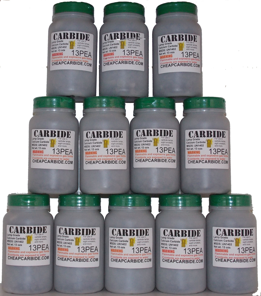 CALCIUM CARBIDE 12 Bottles PEA Grade Lamp Miners Bulk. - Etsy