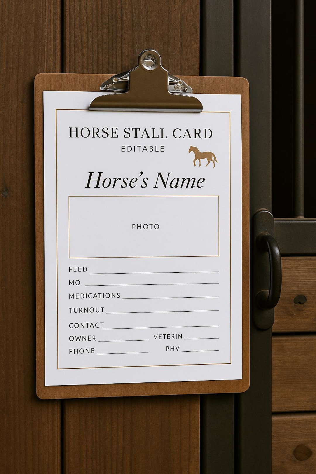 Horse Stall Card Template | Printable Equestrian Name Plate | Barn ID ...