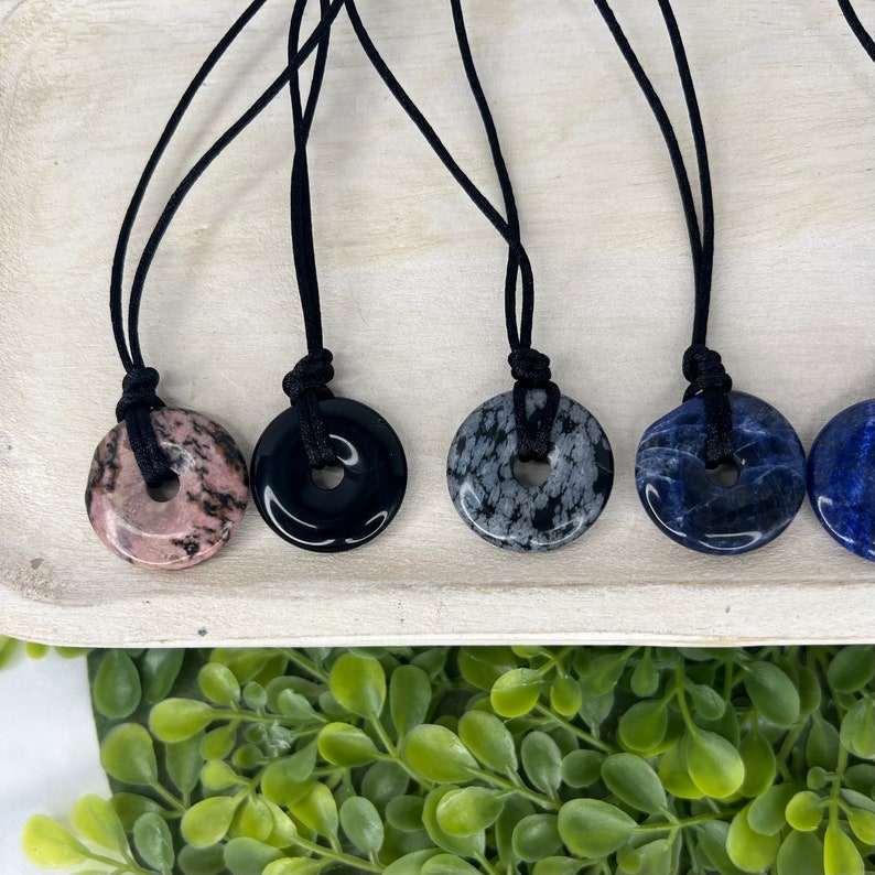 Gemstone Donut Pendant Necklace - Etsy