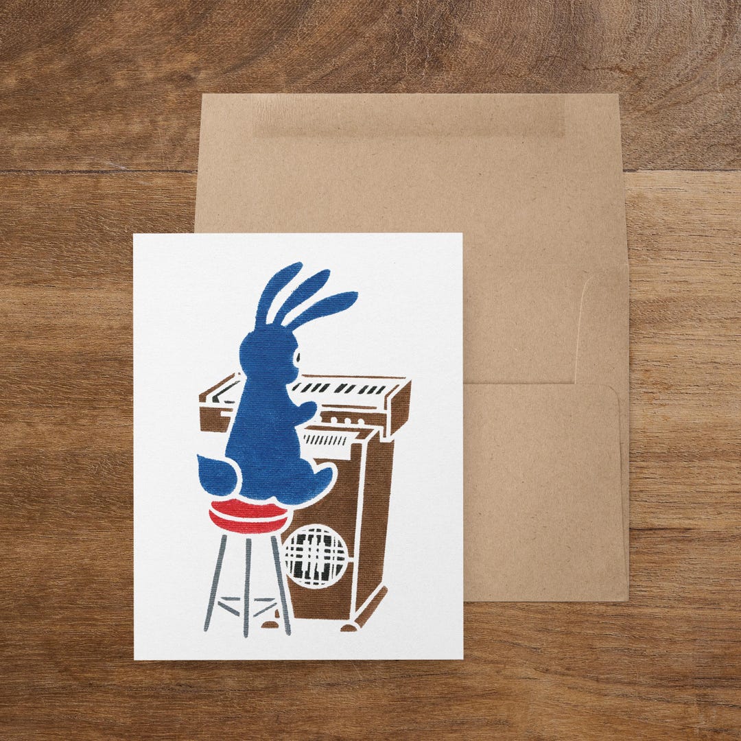 A2 Note Card - Ondioline Thin Cabinet Bunny - Etsy