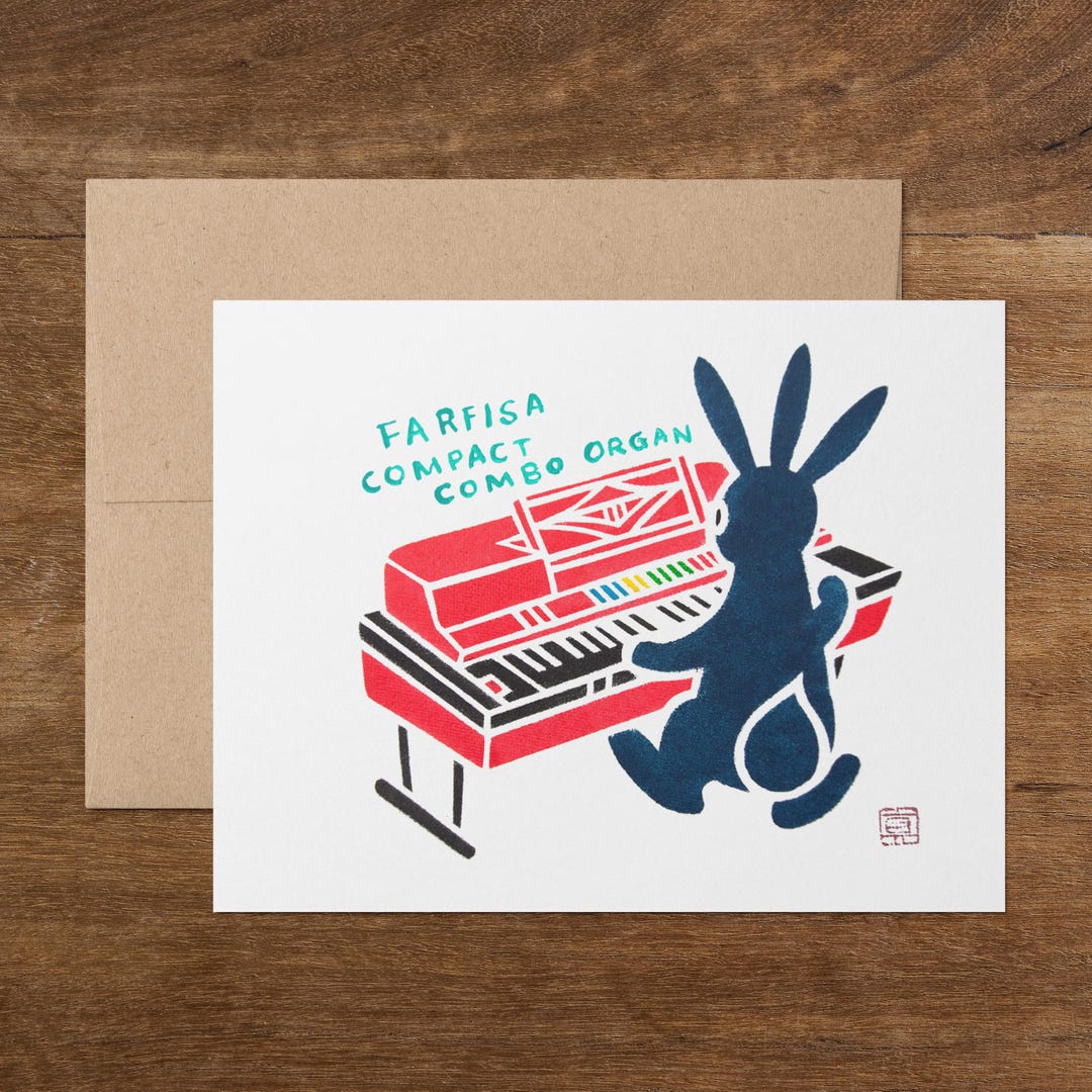 A2 Note Card - Farfisa Compact Combo Organ Bunny - Etsy