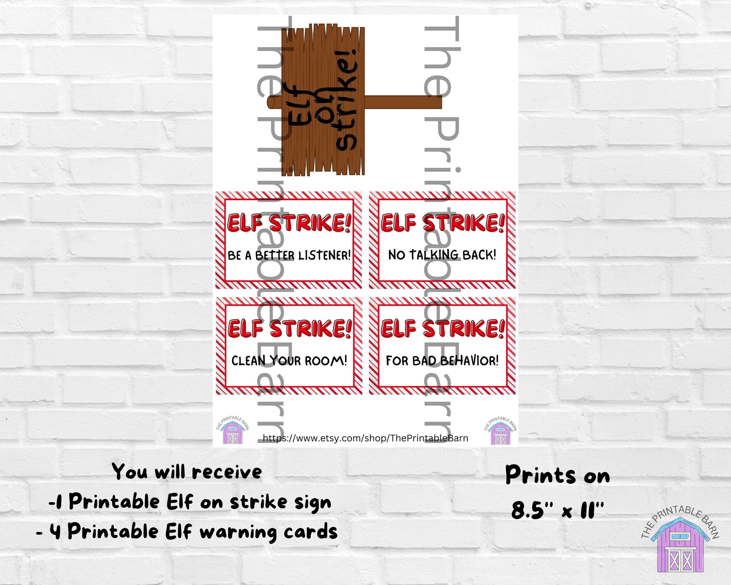 Elf on Strike, Printable Elf Props, Elf Cards, Christmas Elf ...