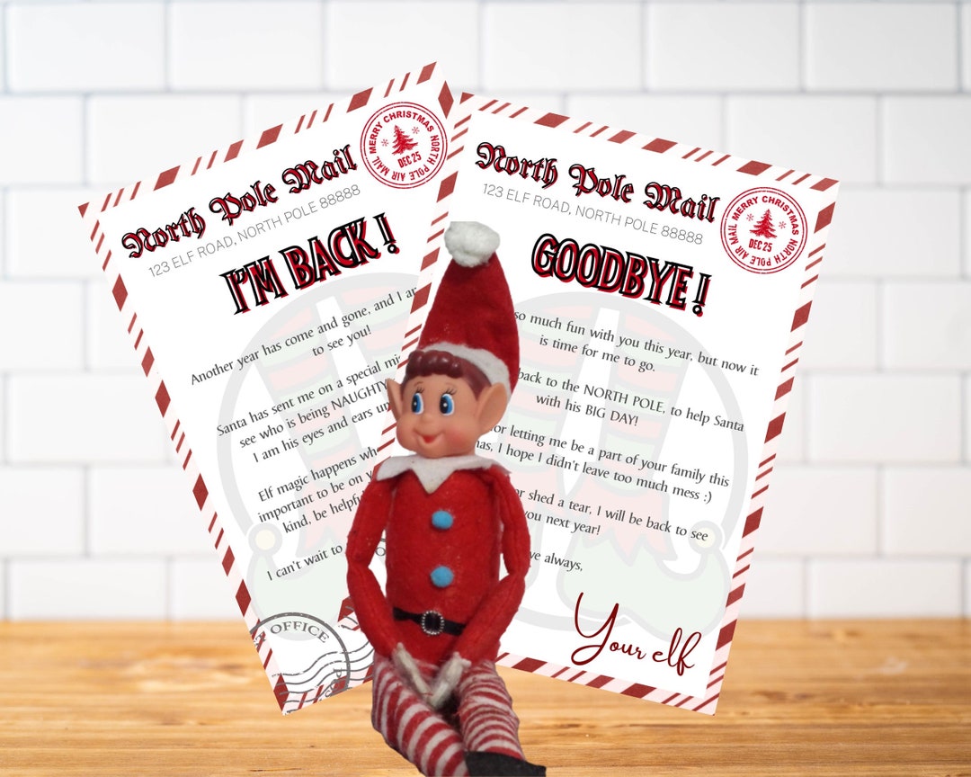 Printable Elf Return and Goodbye Letters, Elf Accessories, Christmas ...
