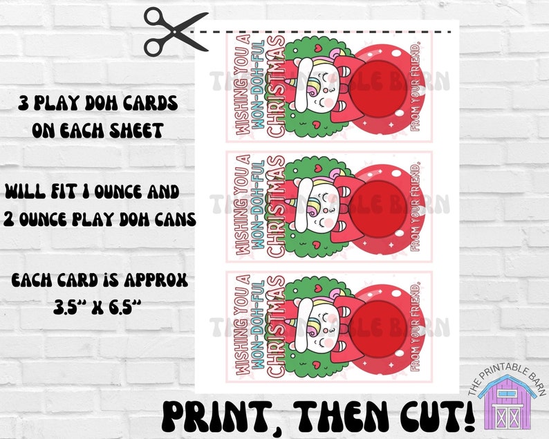 Wondohful Playdoh Card, Printable Playdoh Holder, Classroom Gift Idea ...