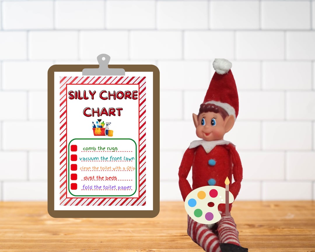 Silly Elf Chore Chart, Printable Elf Props, Christmas Elf Accessories ...