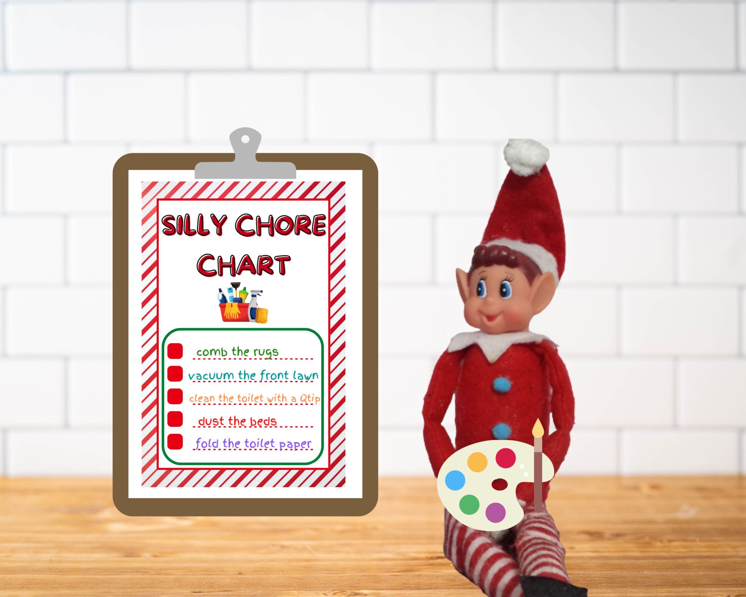 Silly Elf Chore Chart, Printable Elf Props, Christmas Elf Accessories ...