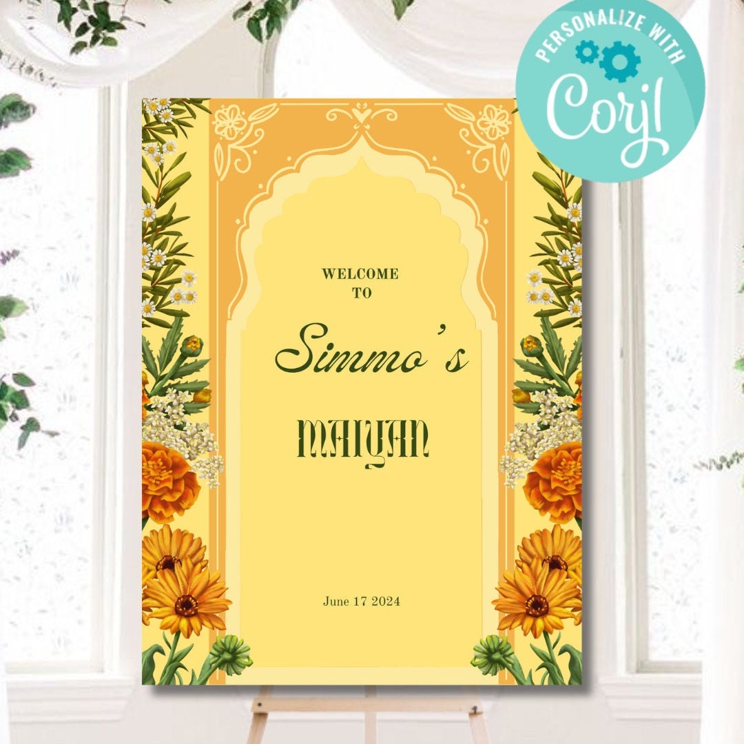 Maiyan Sign Maiyaan Sign Haldi Sign Yellow Event Sign Sangeet Sign ...