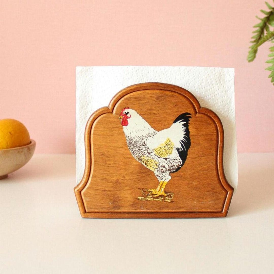 Vintage Painted Rooster Napkin Holder, Wood, Country Style - Etsy