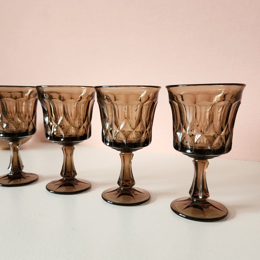 Smoke Gray Noritake Perspective Glasses - Wine Goblets -set of 4 - Etsy
