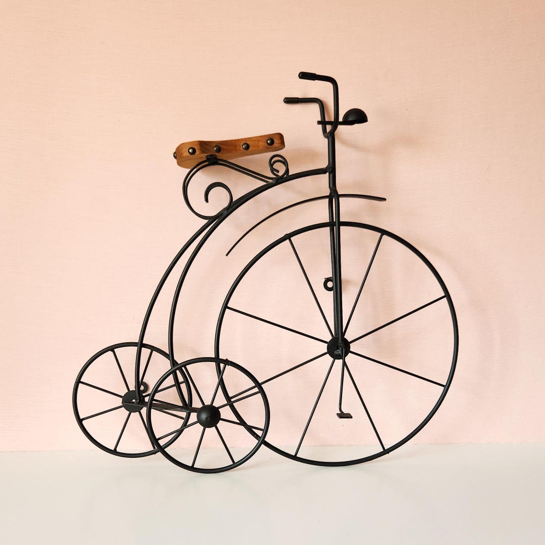 Large Iron High Wheel Bicycle W/ Wood Seat, Vintage, Antique Style - Etsy