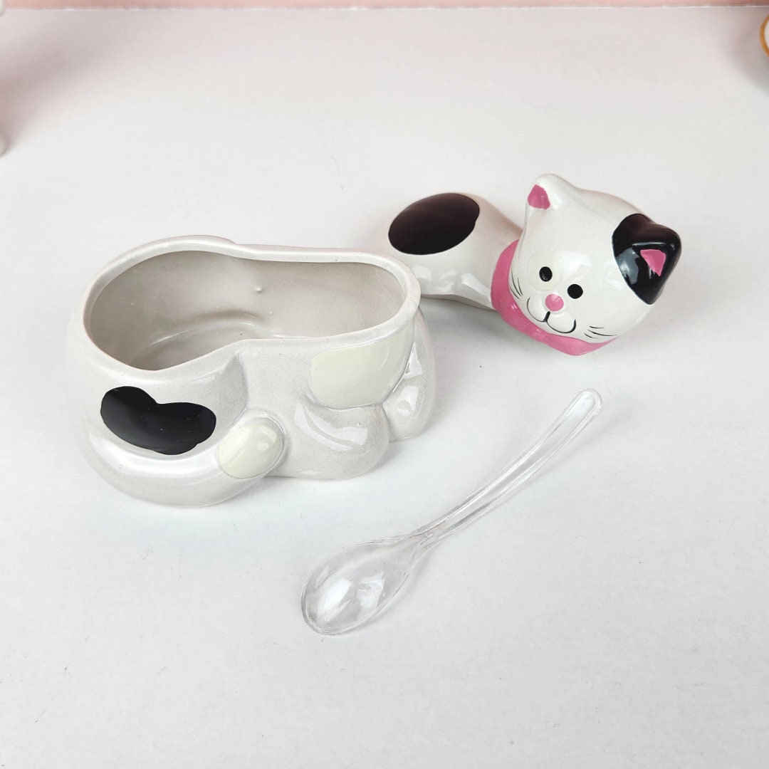 Creamer & Sugar Cute Spotted Cartoon Cat Set Black N White - Etsy