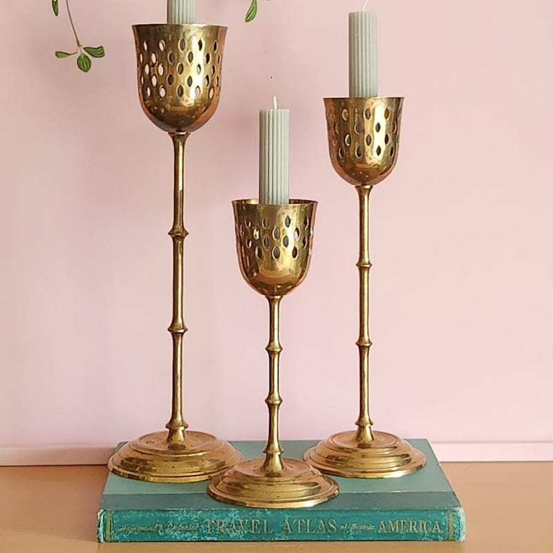 Brass Bamboo Candlestick - Etsy