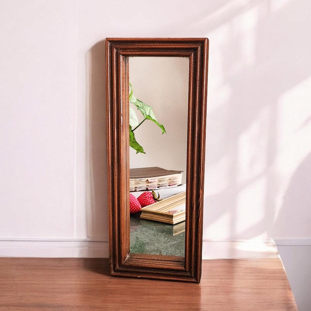 Vintage 13 Carved Dark Wood Wall Mirror - Etsy