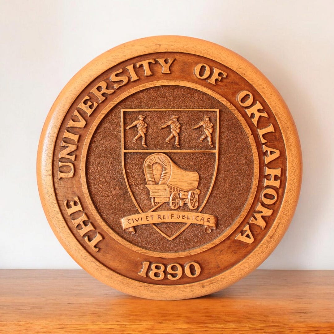 Wood Carved University of Oklahoma Plaque - Vintage by Sealcraft - Etsy