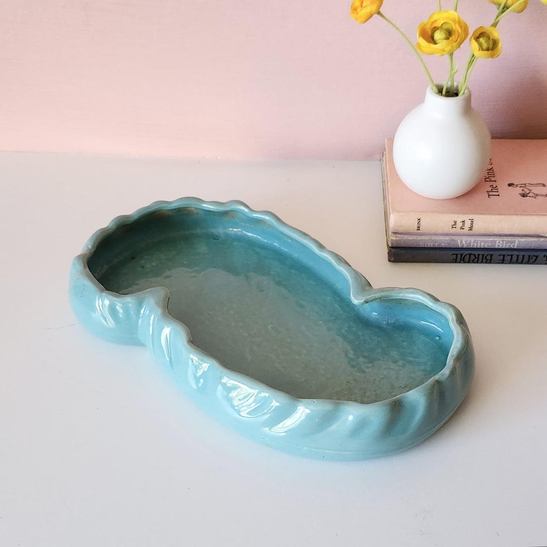 Large Aqua Blue Bonsai or Succulent Planter, Mid-century Royal Haeger ...