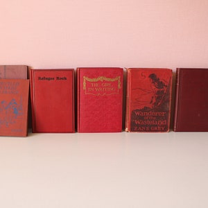6 Red/maroon Eclectic Vintage Books Set - Etsy