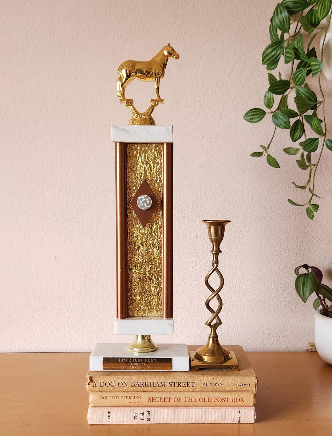 Tall Vintage 1970's Pony Trophy, Marble & Gold - Etsy