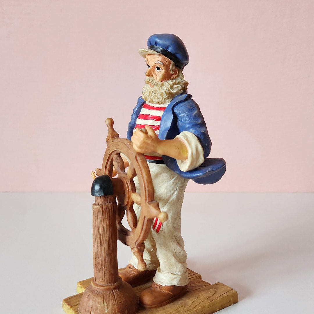 Vintage old Salt at Ship's Wheel Sailor Scene Figurine - Etsy